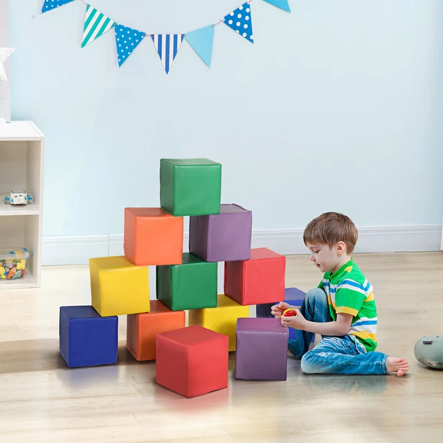 12 PCS SOFT Play Blocks Soft Foam Toy Building and Stacking Blocks for ...