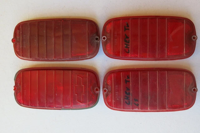 VINTAGE GUIDE RIB 60 SAE ST Tail Light Lens 5952677 Lot of 4 fits Chevy ...