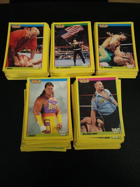 130 WWF GOLD SERIES TRADING CARDS 1992 YELLOW BORDER MERLIN WRESTLING ...