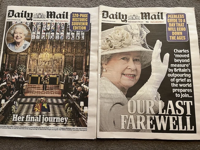 BRITISH NEWSPAPER DAILY Mail Queen Elizabeth II State Funeral Edition ...