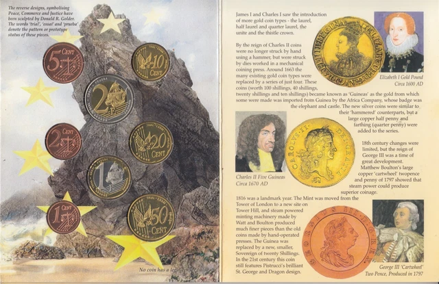 2002 EURO PATTERN Coin Prototype BUNC Set British €2 - 1cent Pack £39. ...