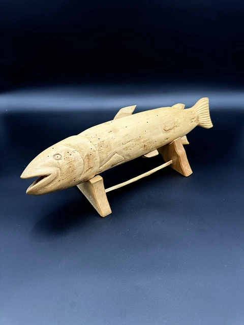 SUBLIME SCULPTURE EN Bois Poisson sur Socle - Fait Main - Artisanat ...