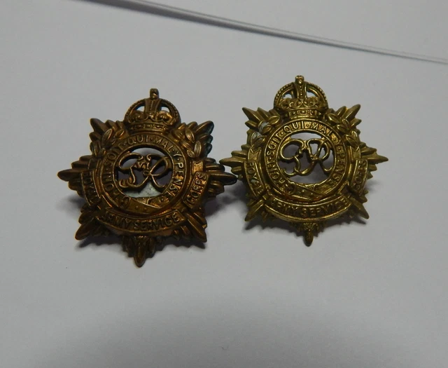 WW2 MISMATCHED PAIR Royal Army Service Corp Collar badges genuine issue ...