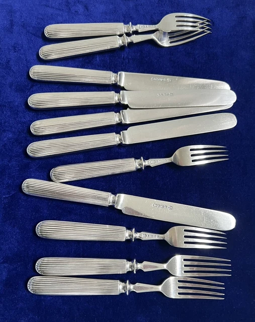 ANTIQUE ELKINGTON & Co Panel Reed Titanic Range Cutlery Set Of 12 £480. ...