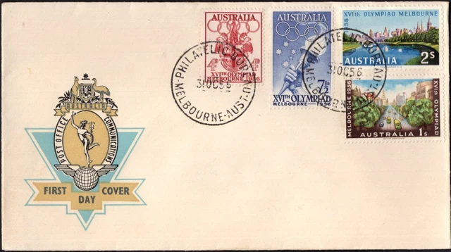 1956 MELBOURNE OLYMPICS Set Of 4 Unaddressed Official First Day Cover ...