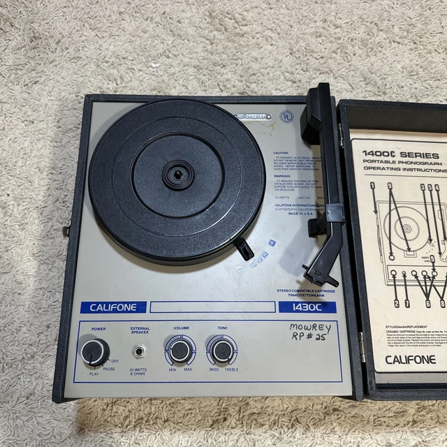 VINTAGE CALIFONE 1430C Portable Record Player Turntable Phonograph with ...