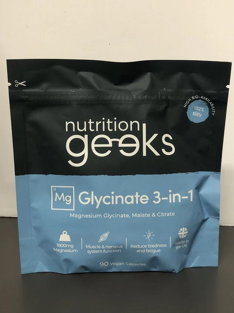 NUTRITION GEEKS - Magnesium Glycinate 3-in-1 Complex, 1800mg. BRAND NEW ...