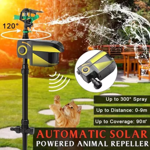 SOLAR POWER ANIMAL Repellent Sprinkler Motion Activated Blaster Garden ...