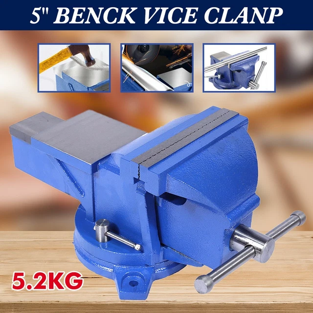 5& HEAVY DUTY Bench Vice Clamp Workbench Vise Anvil Swivel Base Jaw ...