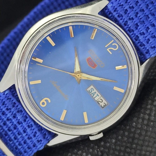 OLD VINTAGE SEIKO 5 AUTOMATIC 7009A JAPAN MENS D/D BLUE WATCH 534i ...