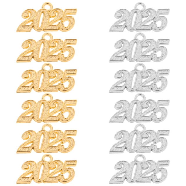 12PCS 2025 CHARMS Metal 2025 Year DIY Pendant Charms for Necklace ...