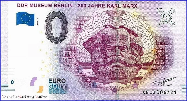 DDR MUSEUM BERLIN - 200 Jahre Karl Marx Null € 0-Euroschein Banknote ...