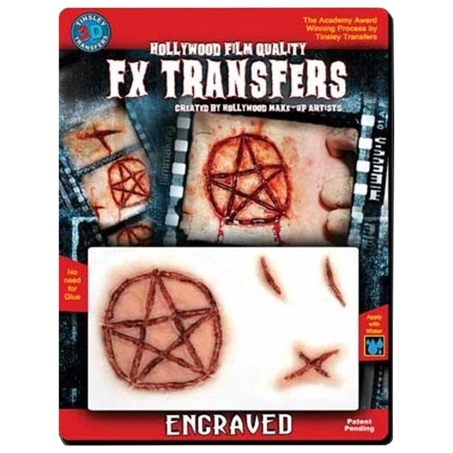 3D FX TRANSFERS Engraved Adult Temporary Tattoo Halloween Spooky ...