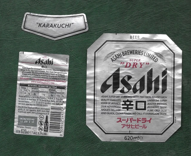 ASAHI SUPER DRY 'Karakuchi' Beer bottle label (Japan) 620ml £1.20 ...