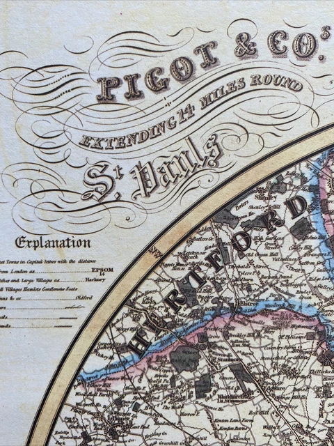OLD VICTORIAN POSTER Railway Route Map London 1800s 1840 Pigot Antique ...