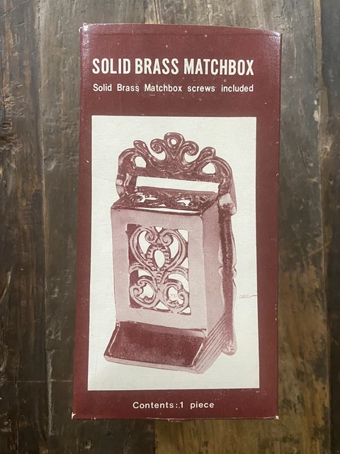 VINTAGE SOLID Brass Matchbox Box Holder Safe Wall Mounted Heavy. Brand ...