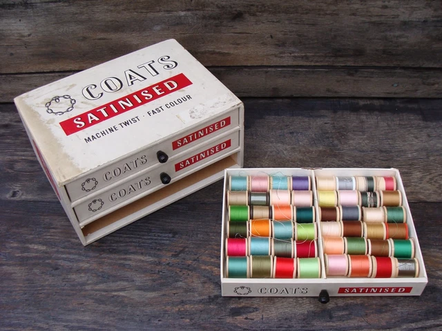VINTAGE 1950S COATS Cotton Reel SHOP DRAWERS Counter Top DISPLAY ...