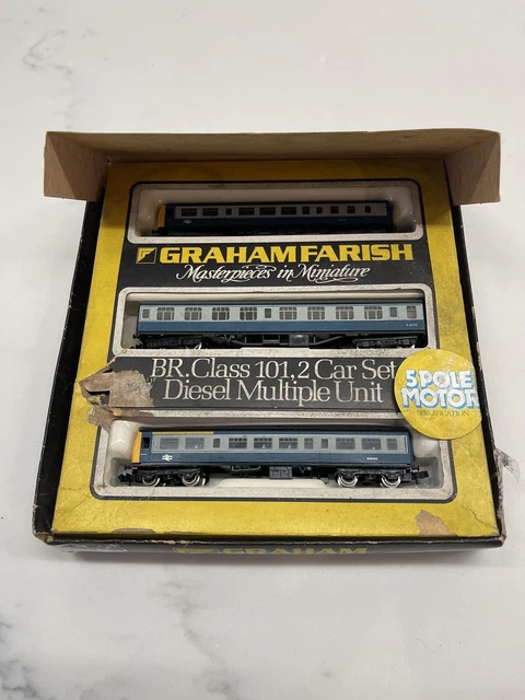 GRAHAM FARISH NO. 8143 Class 101 3-Car DMU Locomotive BR Blue Boxed Set ...