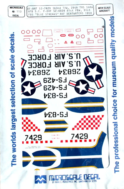 1/48 MICROSCALE F-84F & RF-84F USAF Decals $9.00 - PicClick AU