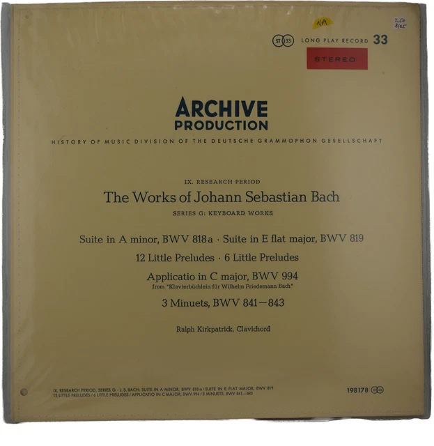 BACH, KIRKPATRICK: VARIATIONS Goldberg, 4e Partie Clavier BWV 988 EUR 9 ...