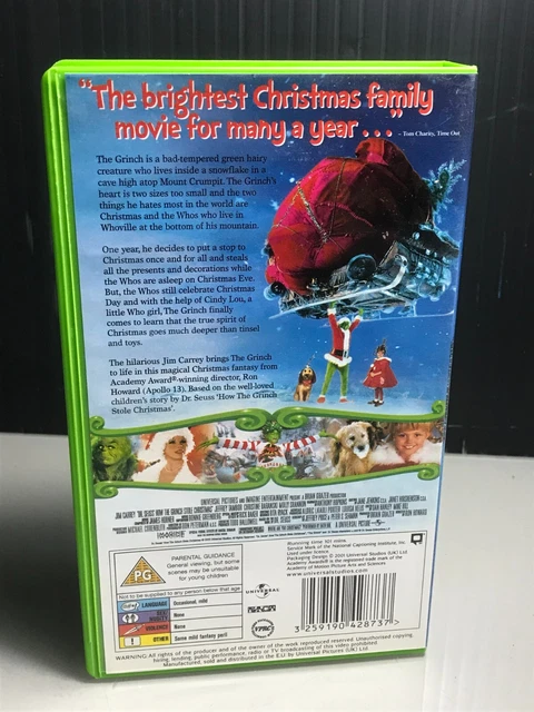VINTAGE JIM CARREY The Grinch Movie (2001) Vhs Video Tape $13.42 ...