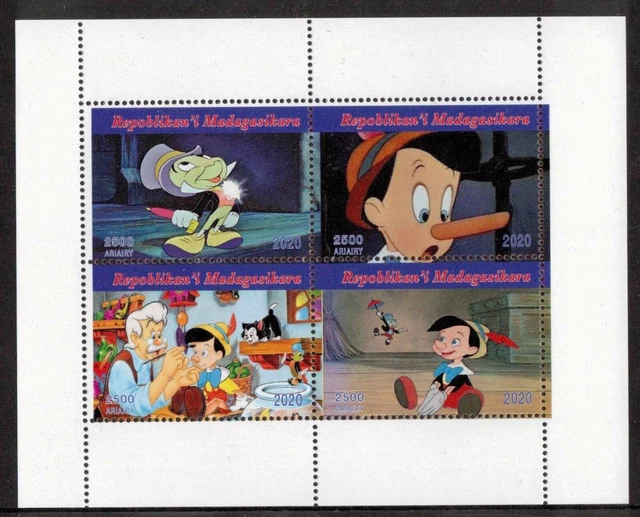 PINOCCHIO WALT DISNEY Cartoon Stamp Mini Sheetlet Of Four Stamps 2020 ...