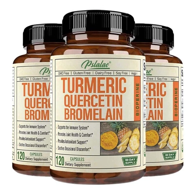 TURMERIC QUERCETIN BROMELAIN Capsules - with Bioperine,Joint Support ...
