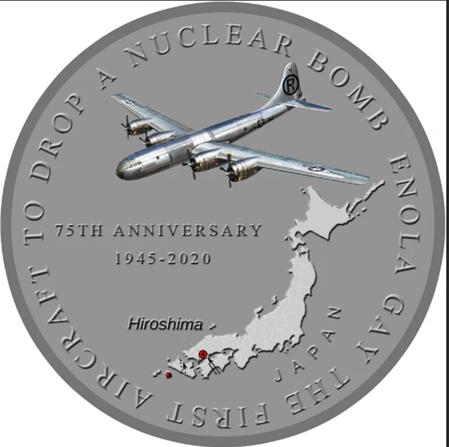 ENOLA GAY SILVER Coin Nuclear Bomb Hiroshima World War II Manhatton ...