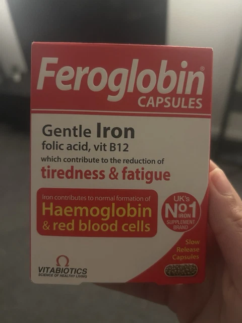 SLOW RELEASE CAPSULES Feroglobin Iron Supplement Capsules 30-Pack Pack ...