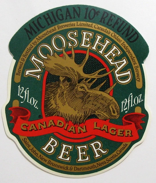 MOOSEHEAD BREWERIES LTD MOOSEHEAD CANADIAN LAGER beer label CANADA 12oz ...