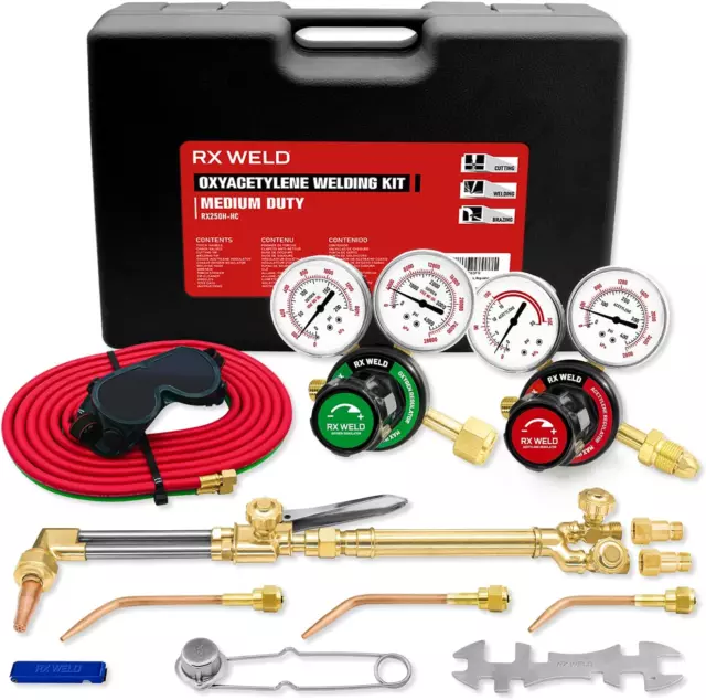 OXYGEN ACETYLENE TORCH Kit, Gas Cutting Welding Kit Portable Oxy ... OXYGEN ACETYLENE TORCH Kit, Gas Cutting Welding Kit Portable Oxy ...