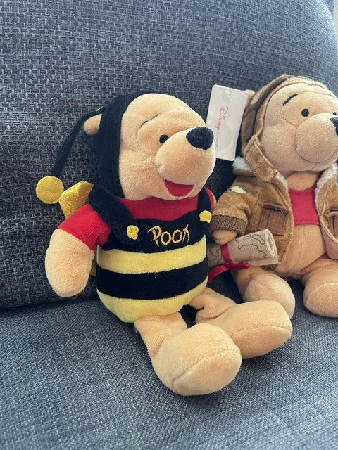 DISNEY WINNIE THE Pooh Aviator Pilot & Bumble Bee Beanie Plush Soft ...