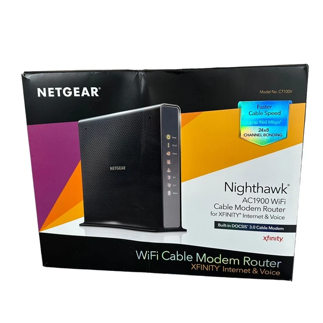 NETGEAR NIGHTHAWK C7100V AC1900 WiFi Cable Modem Router Xfinity ...
