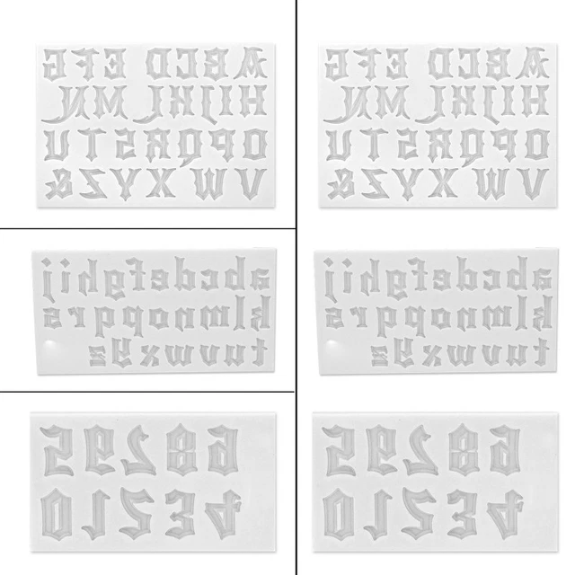 GOTHIC FONT LETTERS Numbers Keychain Epoxy Resin Mold Handmade Alphabet ...