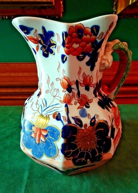MASONS IRONSTONE JAPAN Basket Pattern Pitcher, Serpent Handle, Hydra ...