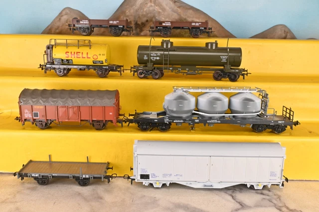 KLEIN MODELLBAHN H0 2&4-Achs Güterwagen der ÖBB, DB, SNCF & KkStB 8-tlg ...