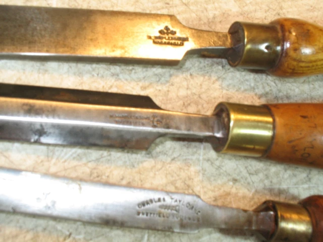 3 X OLD Vintage Wood Chisels Marples & Charles Taylor Nice Collectable ...
