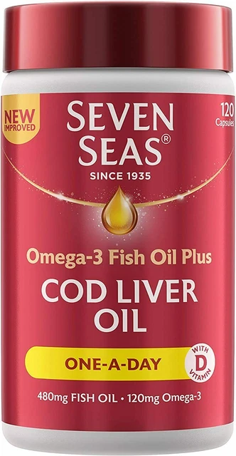 SEVEN SEAS OMEGA-3 Fish Oil Plus Cod Liver Oil One-a-Day EPA DHA ,120 ...