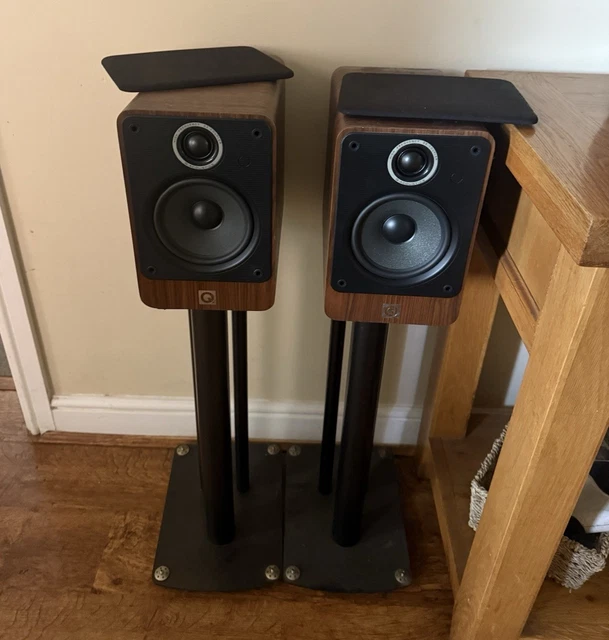 Q ACOUSTICS 2010I 2.0 2-Way Wired Bookshelf Speakers w/ Stands Brown ...