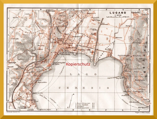 LUGANO +HISTORISCHER PLAN 1905+ Mappa storica + Sorengo, Cassarate ...