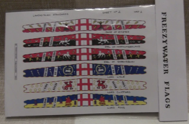 WARS OF THE Roses Lancastrian Freezywater Flagsheet WRF2 Lancastrian ...