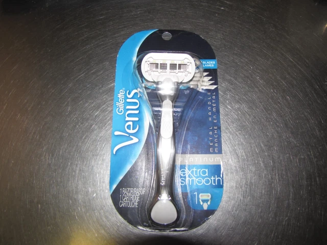 GILLETTE VENUS PLATINUM Extra Smooth 5 Blade Razor Metal Handle With 1 ...