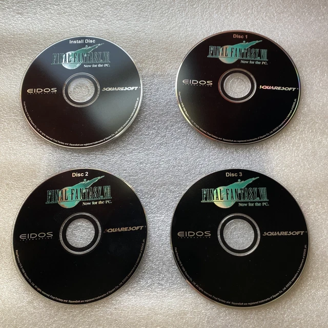 FINAL FANTASY VII 4 Disc Install Disc 1 2 3 Eidos Interactive ...