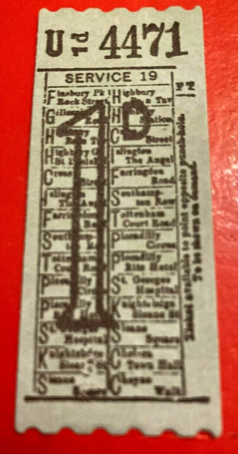 BUS TICKET: LONDON General: Service 19 - 1d $27.00 - PicClick AU