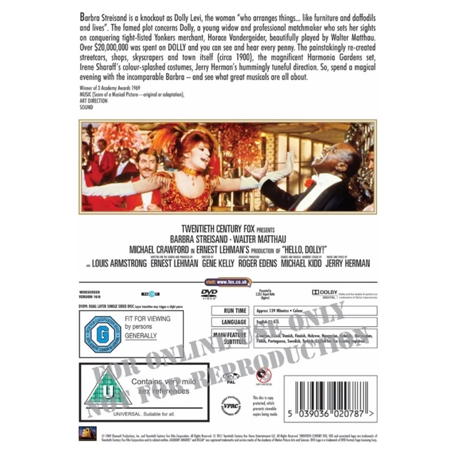 HELLO DOLLY! (DVD, 2012) Barbra Streisand, Musical, Free UK Post, New ...