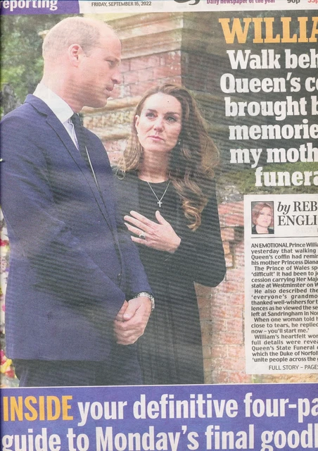 DAILY MAIL NEWSPAPER 16 Sept 2022 Queen Elizabeth II 1926-2022 Prince ...