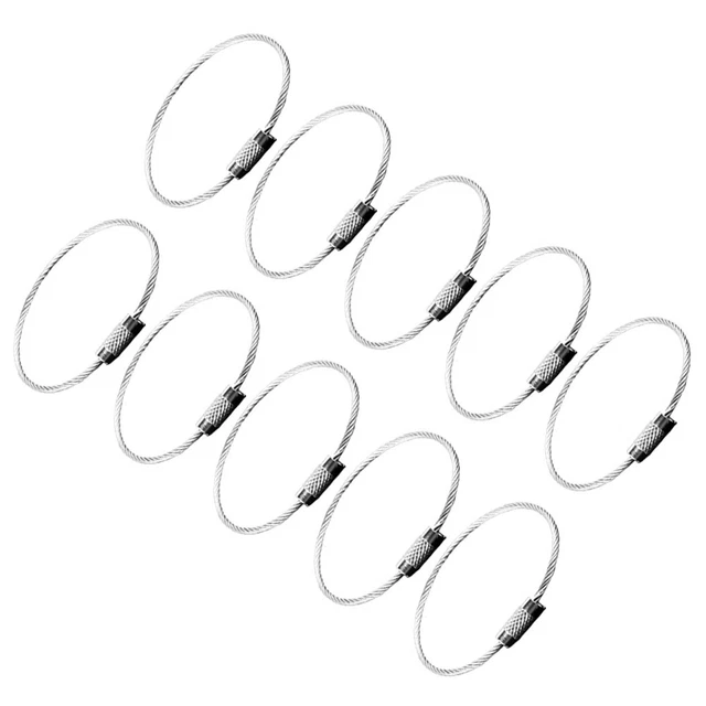 10PCS DIY STEEL Wire Rope Key Chain Toy Key Ring Luggage Tags ID Tag ...