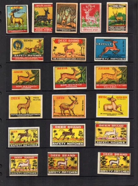 MATCHBOX LABELS EARLY Made in INDIA all different varieties Deers #109 ...