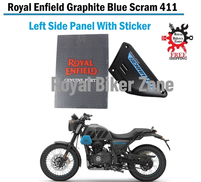 ROYAL ENFIELD &GRAPHITE Blue Scram 411" "Panneau latéral gauche avec ...