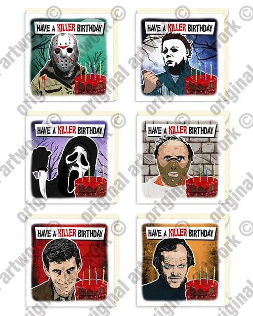 HORROR MOVIE VILLAINS Birthday Cards Cult Goth Monster Birthday ...